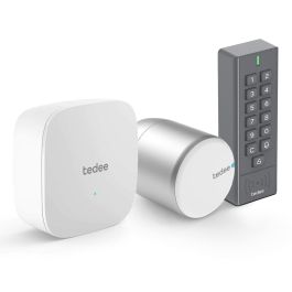 Zamek elektroniczny Tedee Lock PRO – srebrny, zestaw z routerem oraz klawiaturą Tedee - sklep ...
