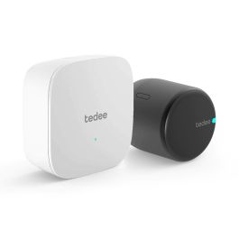 Inteligentny zamek Tedee GO – grafitowy, zestaw z routerem Smart Bridge ...