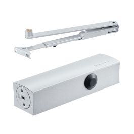 Samozamykacz GEZE TS 2000 NV BC ppoż., srebrny, maks. 1100 mm z ramieniem z blokadą mechaniczną.